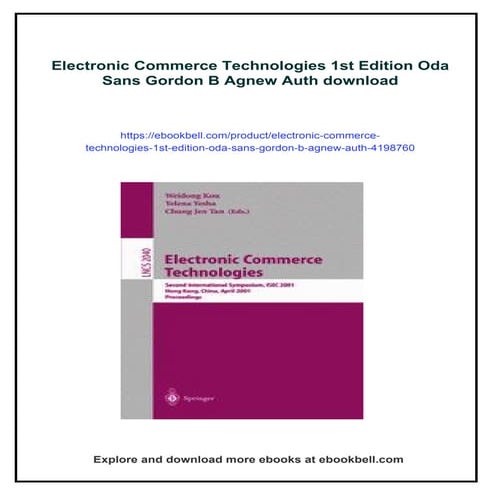 Electronic Commerce Technologies 1st Edition Oda Sans Gordon B Agnew Auth | PDF
