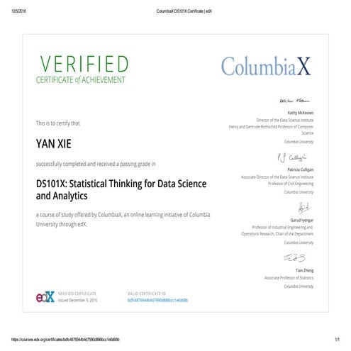 ColumbiaX DS101X Certificate _ edX | PDF