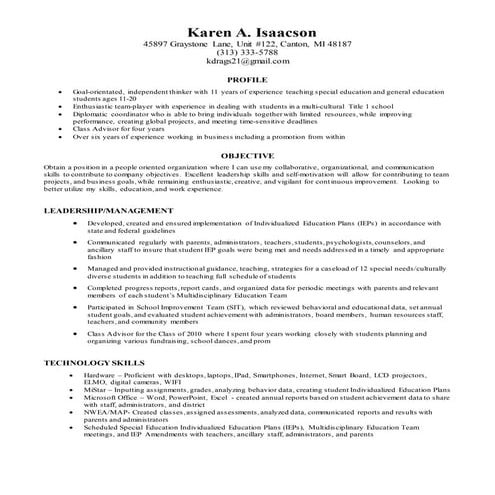 Karen Isaacson Resume 2016 Two | PDF