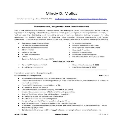 Mindy Molica Resume- 2016 (2) | DOCX | Sales | Business