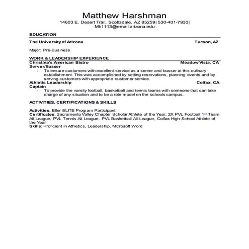 Matthew Harshman Resume 2016 | PDF