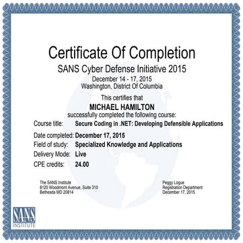 Secure Coding In Net Developing Defensible Applications Ceu Cert Ppt