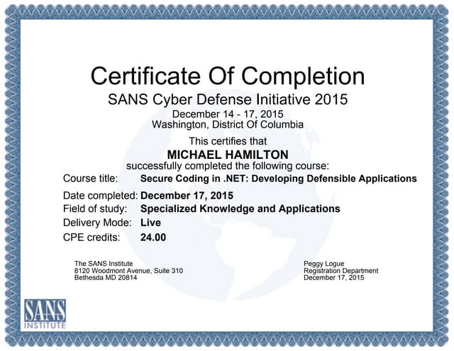 Secure Coding In Net Developing Defensible Applications Ceu Cert Ppt