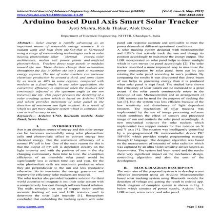 Arduino based Dual Axis Smart Solar Tracker | PDF