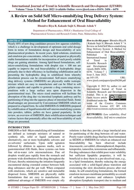 Self Nano-emulsifying drug delivery system (SNEDDS) | PDF