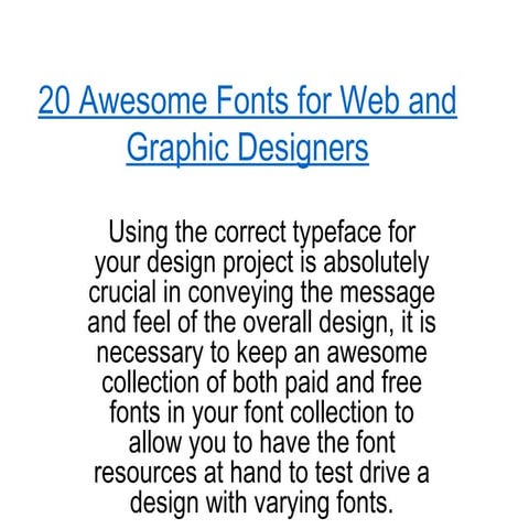 20 Awesome Fonts for Web and Graphic Designers | PPT