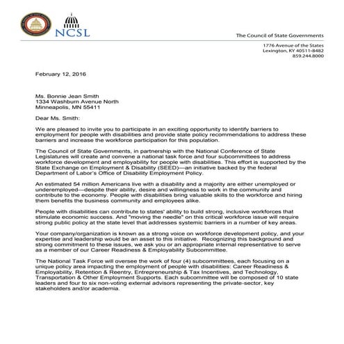 Subcommittee Task Force Invitation Letter Smith (1) | PDF