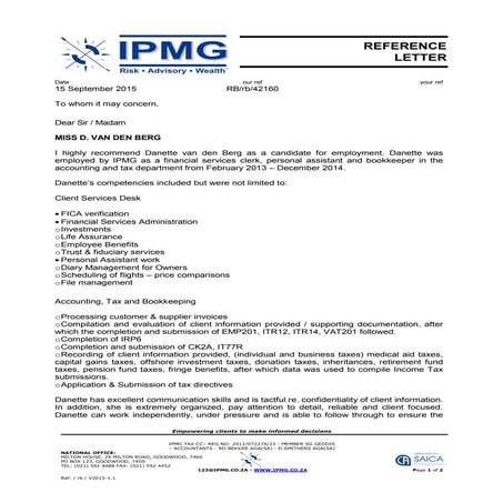 vd Berg_ D_reference letter IPMG | PDF