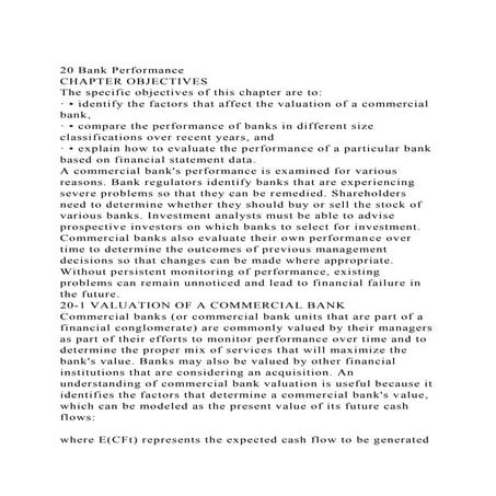 20 Bank PerformanceCHAPTER OBJECTIVESThe specific objectives o.docx ...