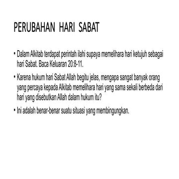 Sejarah perubahan hari sabat menjadi hari minggu | PPTX