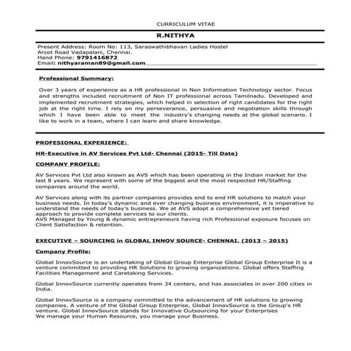 Nithya Resume.doc 1 | DOC