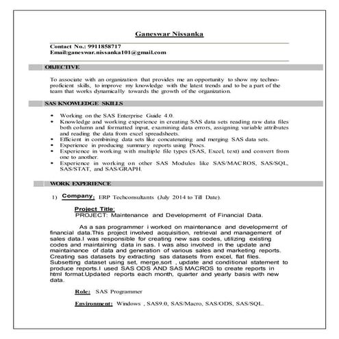 sas resume | DOCX