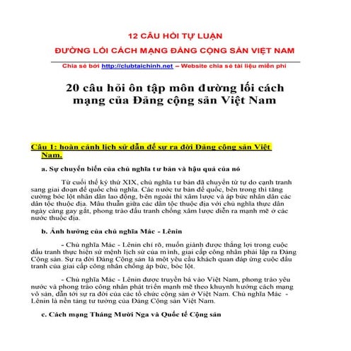 20 cau tu luan d.a | PDF