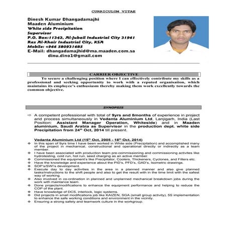 RESUME DINESH | PDF