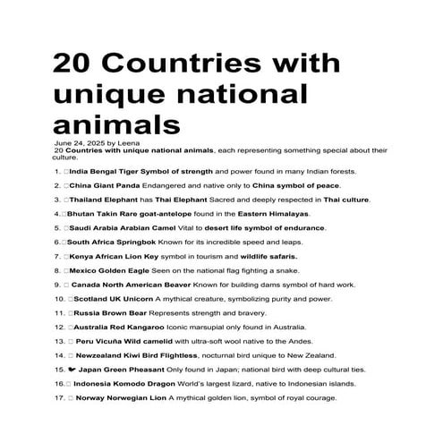 20 Countries with unique national animals.docx
