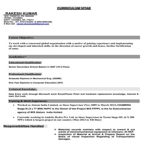 Resume _Rakesh Kumar (2) | PDF | Civil Engineering Industry | Industries