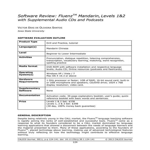 Fluenz Mandarin,Levels 1&2 with Supplemental Audio CDs and Podcasts | PDF