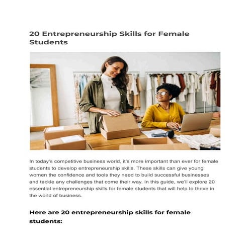 20 Effective Entrepreneurship Skills for Female Students | CIO Women ...