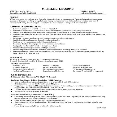 Michele Lipscomb resume 2016 | DOCX | Business Accounting & Finance ...