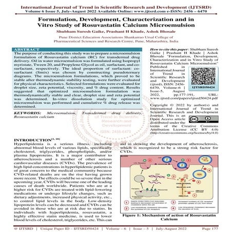 Formulation, Development, Characterization and in Vitro Study of Rosuvastatin Calcium ...