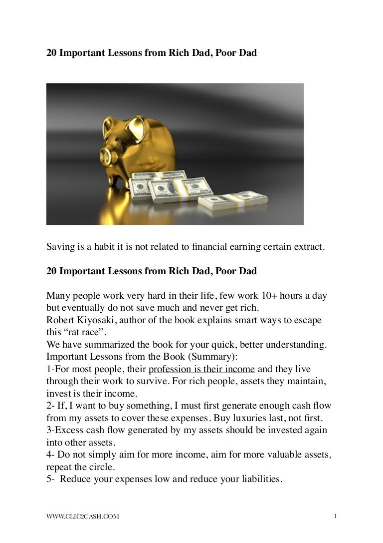 20 Important Lessons From Rich Dad Poor Dad