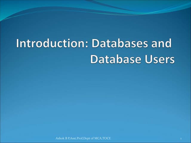 Dbms Introduction and Basics | PPTX | Databases | Computer Software and ...