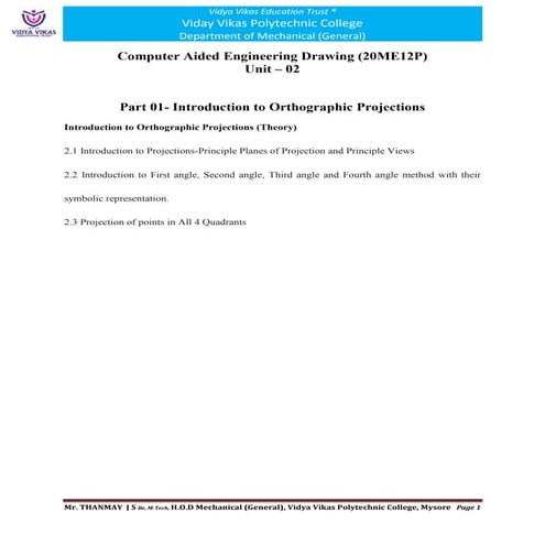 Computer Aided Engineering Drawing 20me12p Unit 02 Introduction To