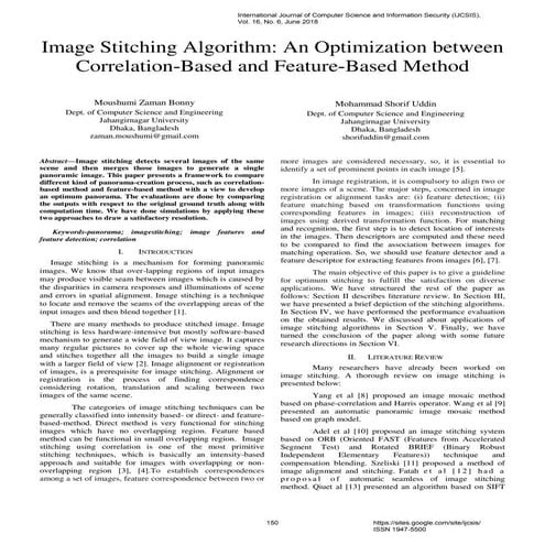 Image Stitching Algorithm An Optimization Between Correlation Based 5555