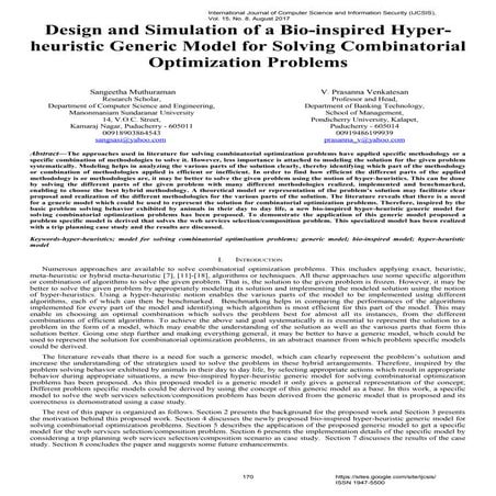 Design And Simulation Of A Bio Inspired Hyper Heuristic Generic Model For Solving Combinatorial 