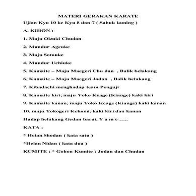 20 prinsip dasar karate | DOCX