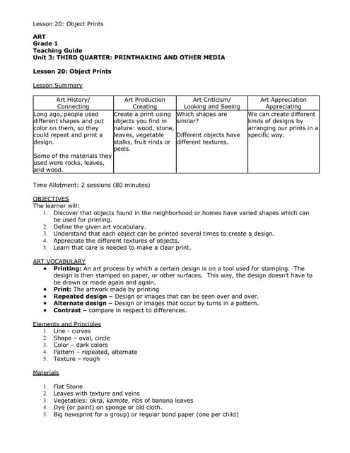 ARTS MELCs Grade 1.pdf