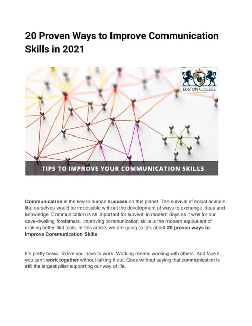 20 proven ways to improve communication skills in 2021 | PDF 20 proven ways to improve communication skills in 2021 | PDF