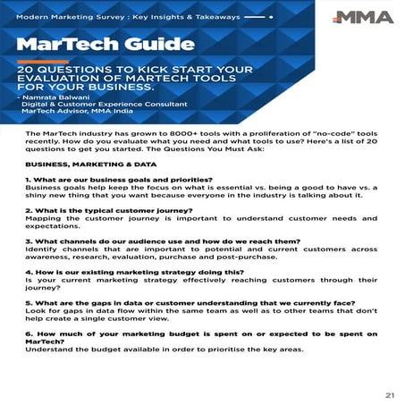 20 Questions To Evaluate Your MarTech Stack | PDF