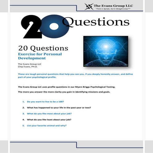 20 questions - Exercise for Personal Development | PDF