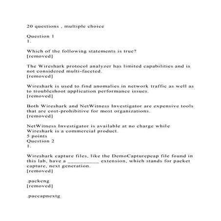 20 questions , multiple choiceQuestion 11.Which of the fol.docx