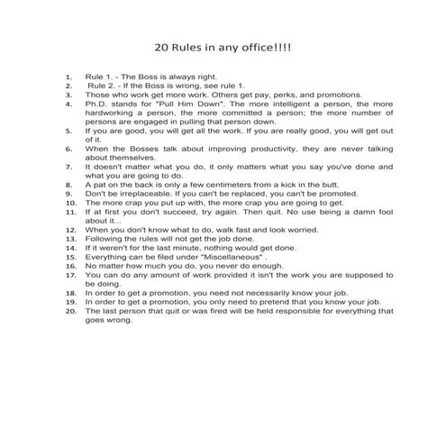 20 rules in any office | DOCX