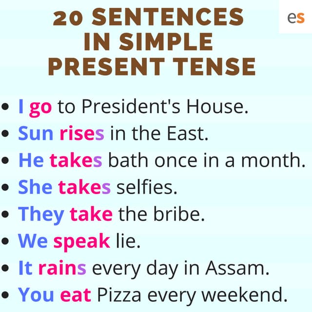 20 sentences in simple present tense | PDF