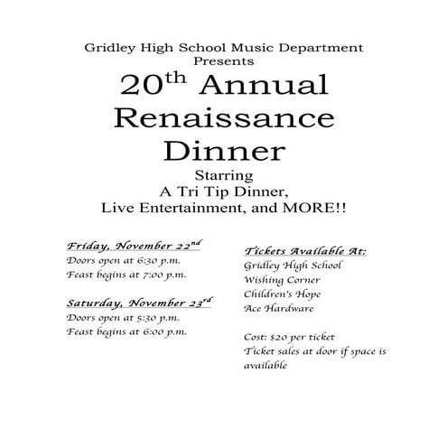 20th annual renaissance dinner | PDF