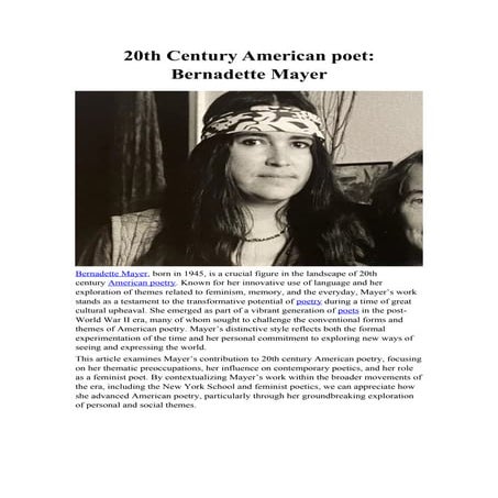 20th Century American poet Bernadette Mayer.docx