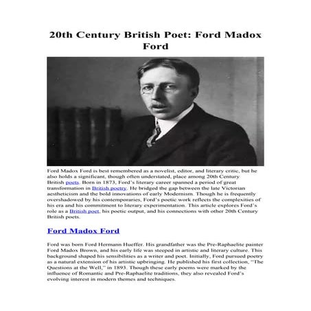 20th Century British Poet Ford Madox Ford.docx