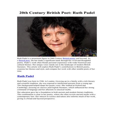 20th Century British Poet Ruth Padel.docx