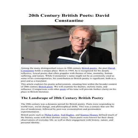 20th Century British Poets David Constantine.docx