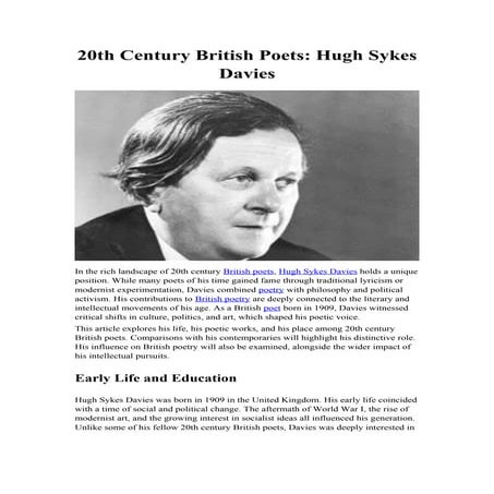 20th Century British Poets Hugh Sykes Davies.docx