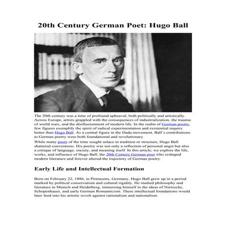 20th Century German Poet Hugo Ball，who reshaped modern literature and ...