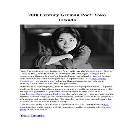 20th Century German Poet Yoko Tawada.docx
