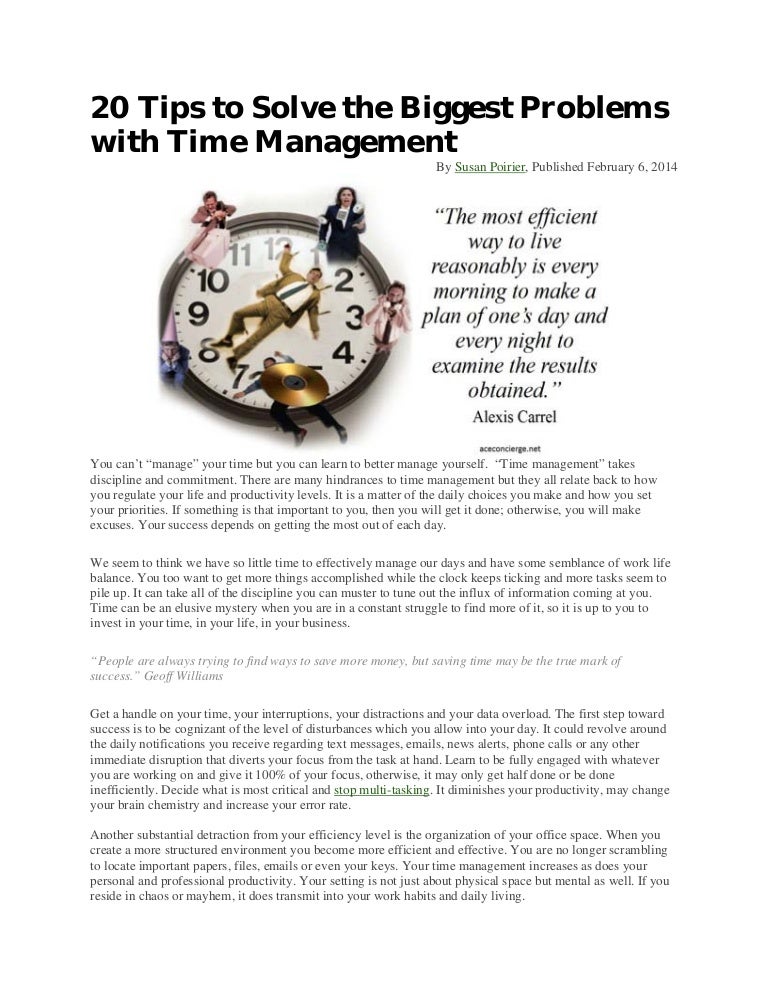 20 tips to solve the biggest problems with time management by susan p…
