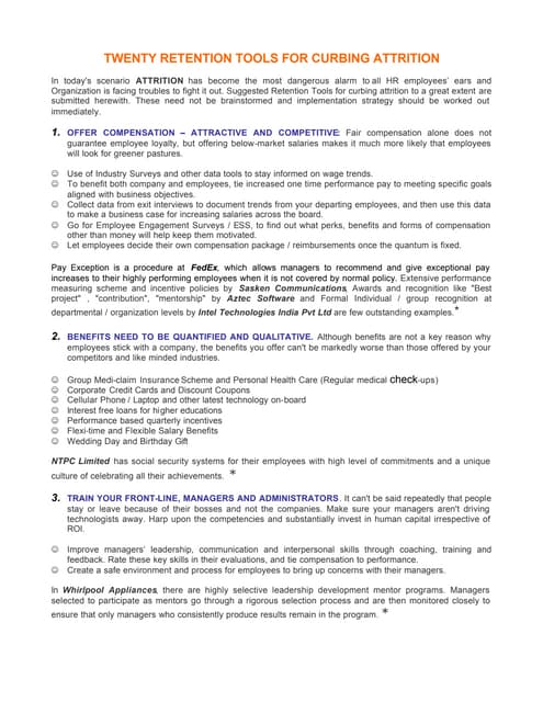 Attrition control and retention strategies for changing times | PPT