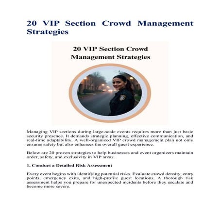 20 VIP Section Crowd Management Strategies | PDF