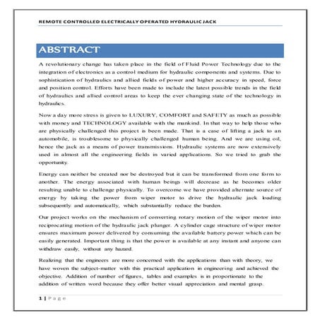 REMOTE CONTROLLED ELECTRICALLY OPERATED HYDRAULIC JACK | DOCX