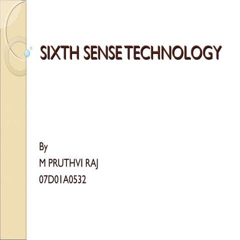 sixth sense technology | PPT